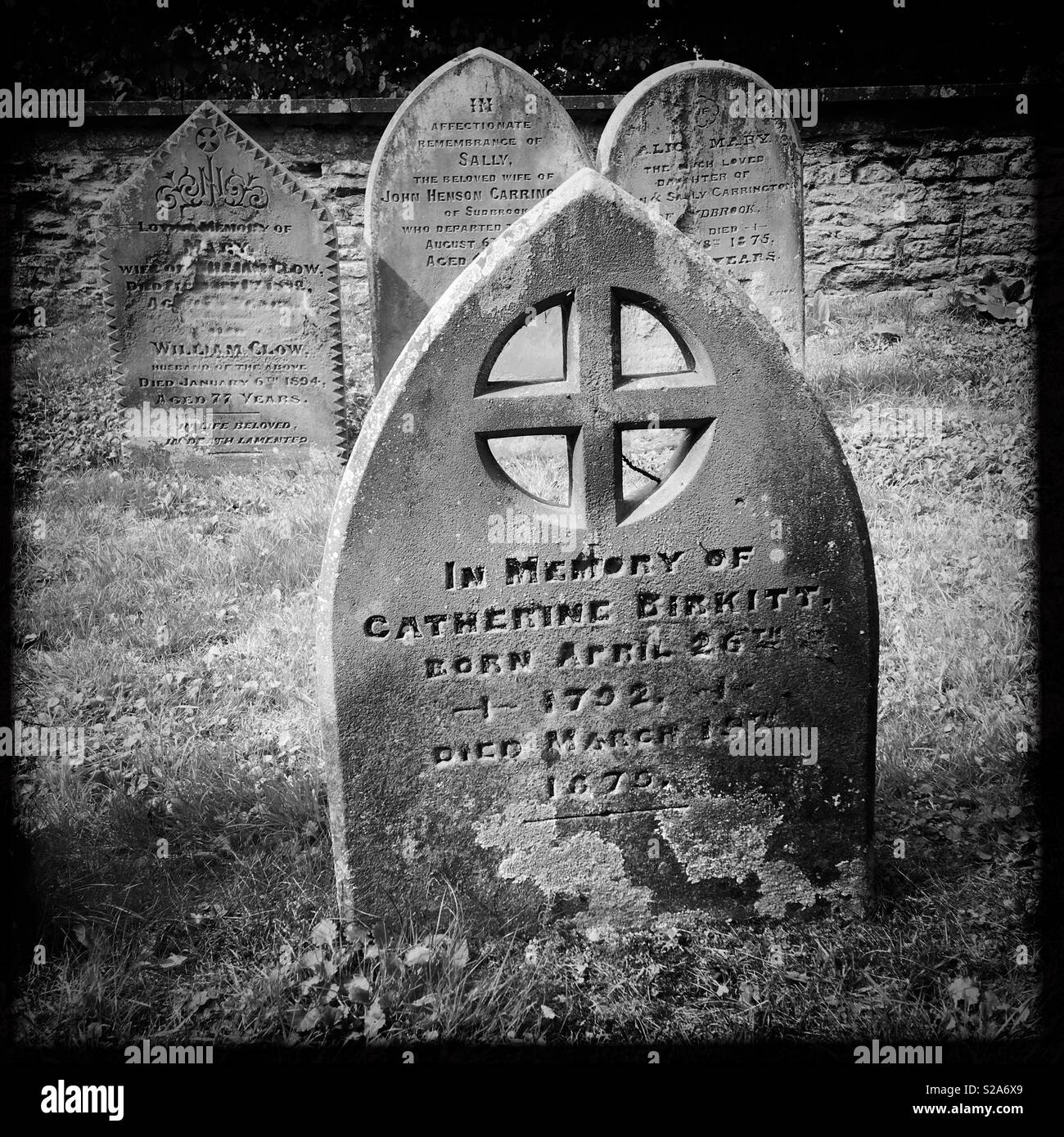 Old gravestone, St Martins church, Ancaster, Lincolnshire, UK Stock ...