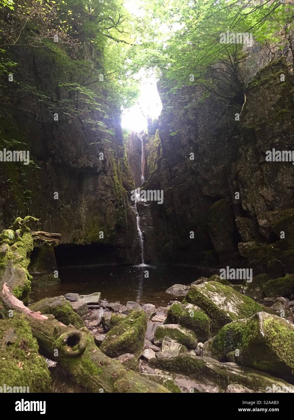 Yorkshire waterfall cutting through rock Stock Photo - Alamy