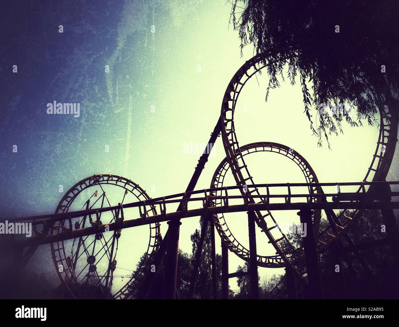 Dramatic rails of Roller coaster rails Stock Photo - Alamy
