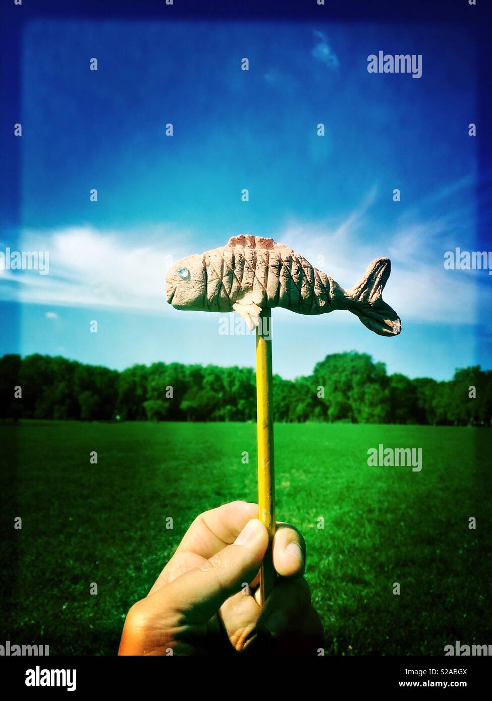 DIY art and craft project flying fish Stock Photo - Alamy