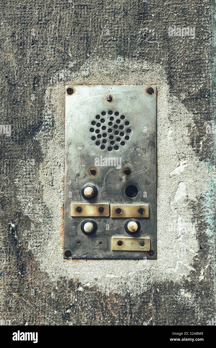 Broken entrance intercom Stock Photo - Alamy