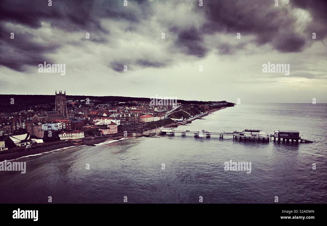 Aerial photo of Cromer, Norfolk including the pier and church from out ...