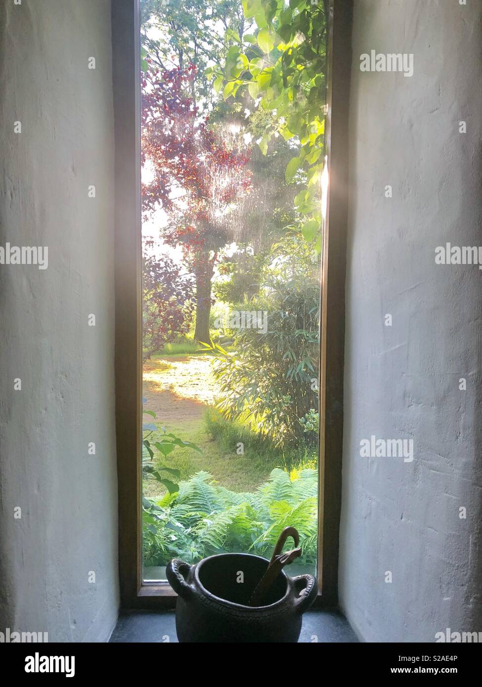 Window view welsh country cottage Stock Photo - Alamy