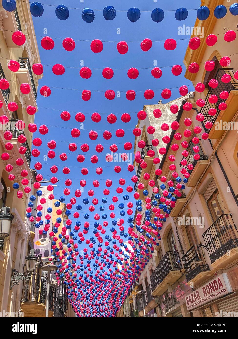 Decorated pedestrian street in Ronda, southern Spain Stock Photo - Alamy