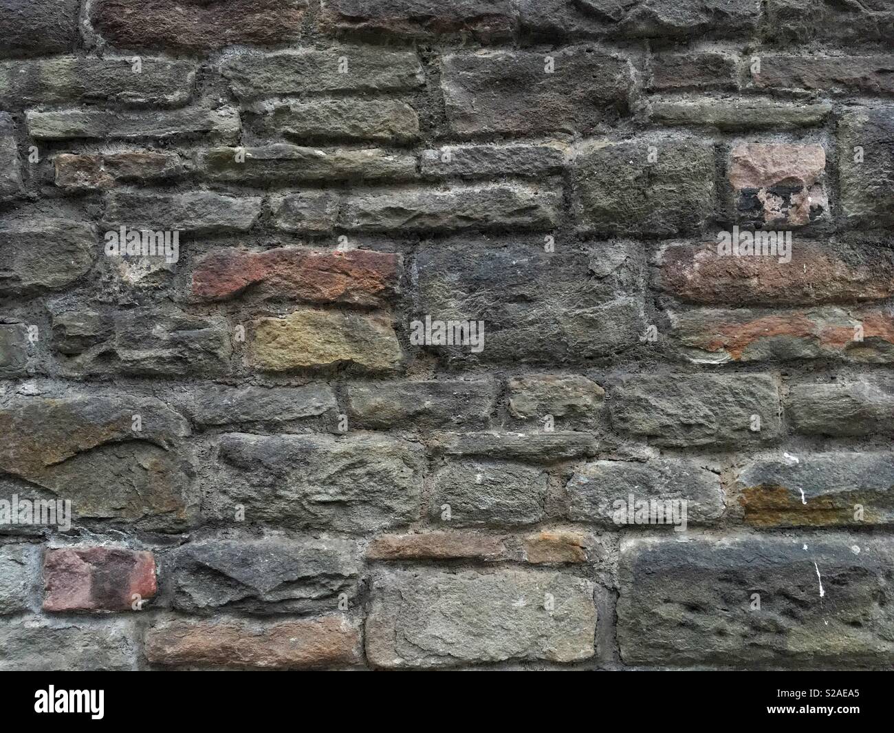Detail of a wall built from pennant sandstone in Bristol, UK Stock ...