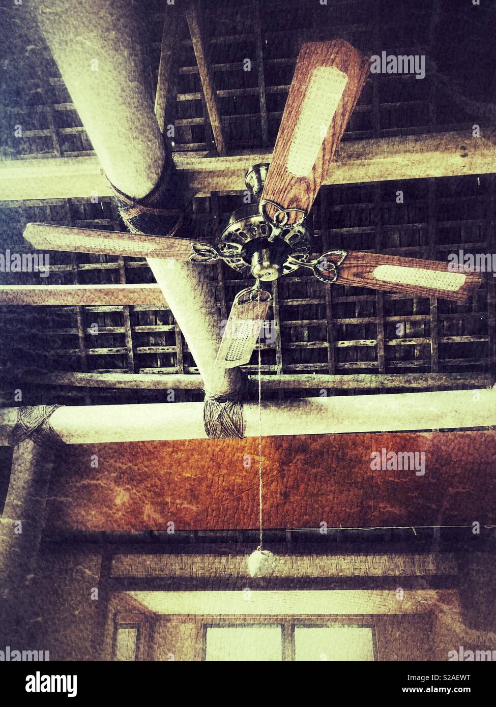 Wooden ceiling fan Stock Photo - Alamy