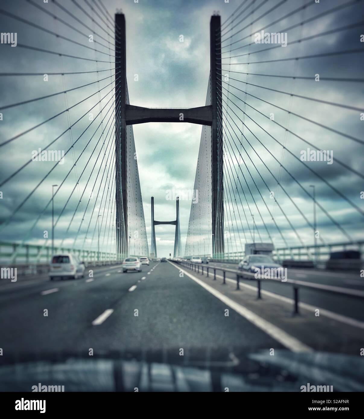Second Severn crossing aka Prince of Wales bridge from Wales to England ...