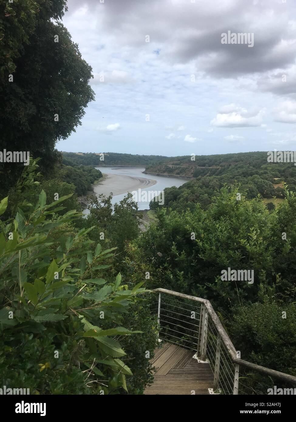 Valley with winding river Stock Photo - Alamy