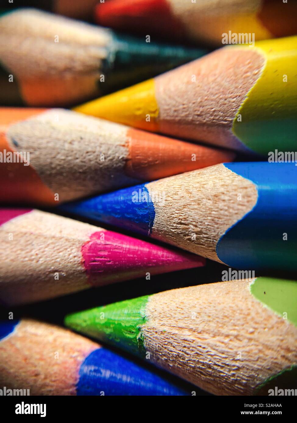 Colorful crayons arranged Stock Photo - Alamy