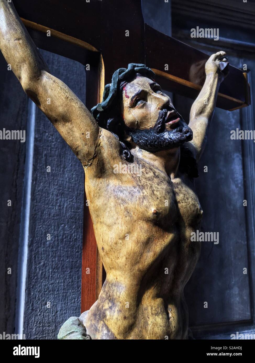 Wooden figure of Christ in La Salute church, Venice, Italy Stock Photo ...