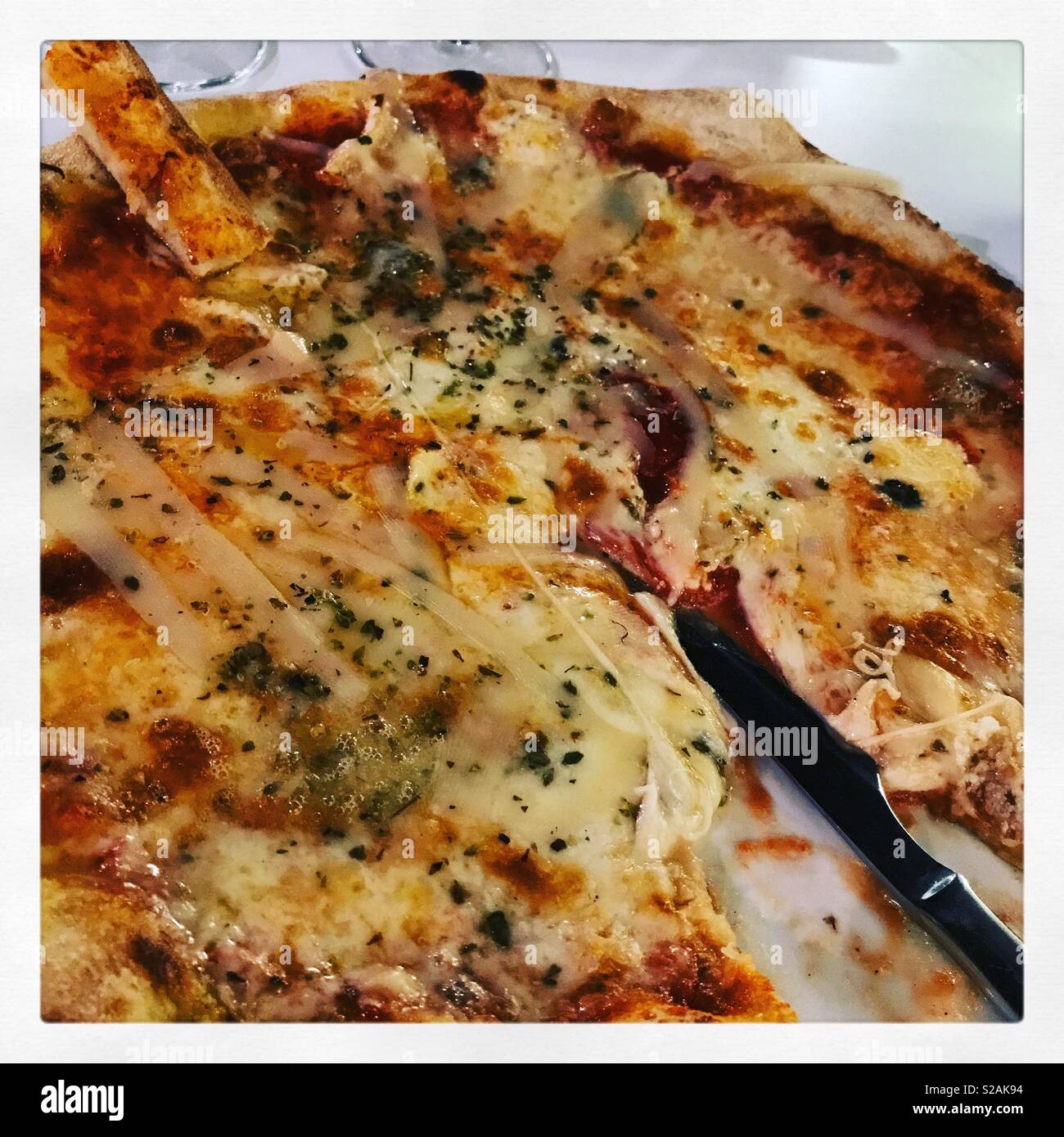 Four cheese pizza Stock Photo - Alamy