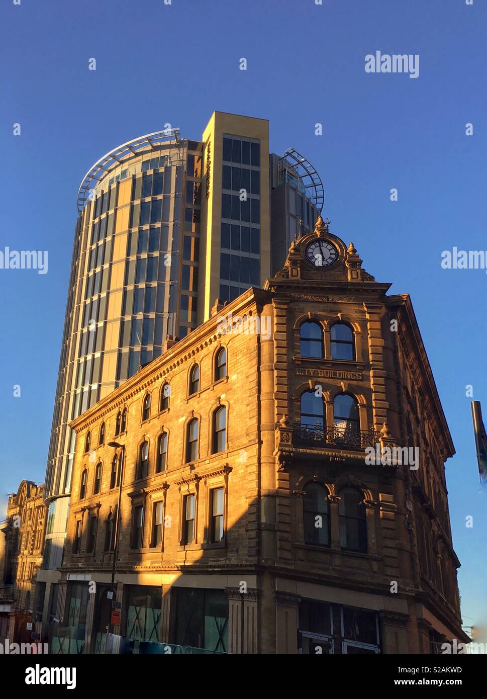 Two buildings in Manchester Stock Photo - Alamy