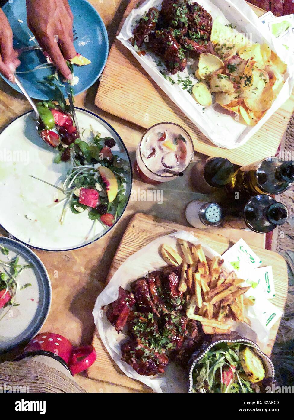 Aerial view of a table of food Stock Photo - Alamy