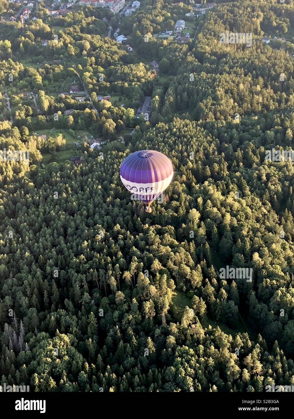 Hot air balloon over Lithuania Stock Photo - Alamy