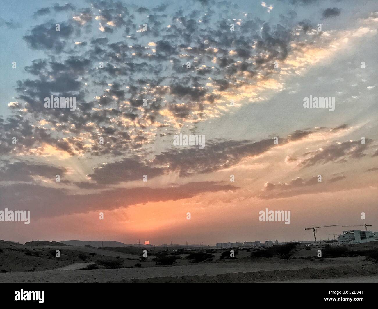 Sunset with unusual clouds Stock Photo - Alamy