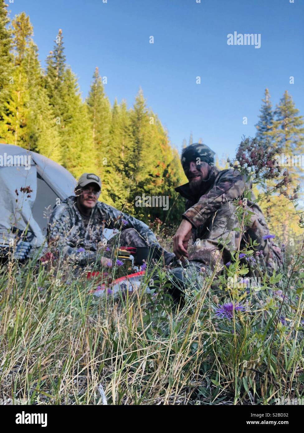 Best Friends on their annual Elk Hunting Trip in Idaho Stock Photo - Alamy