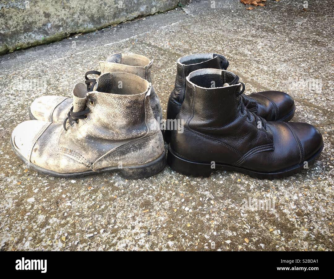 Old boots, new boots Stock Photo - Alamy