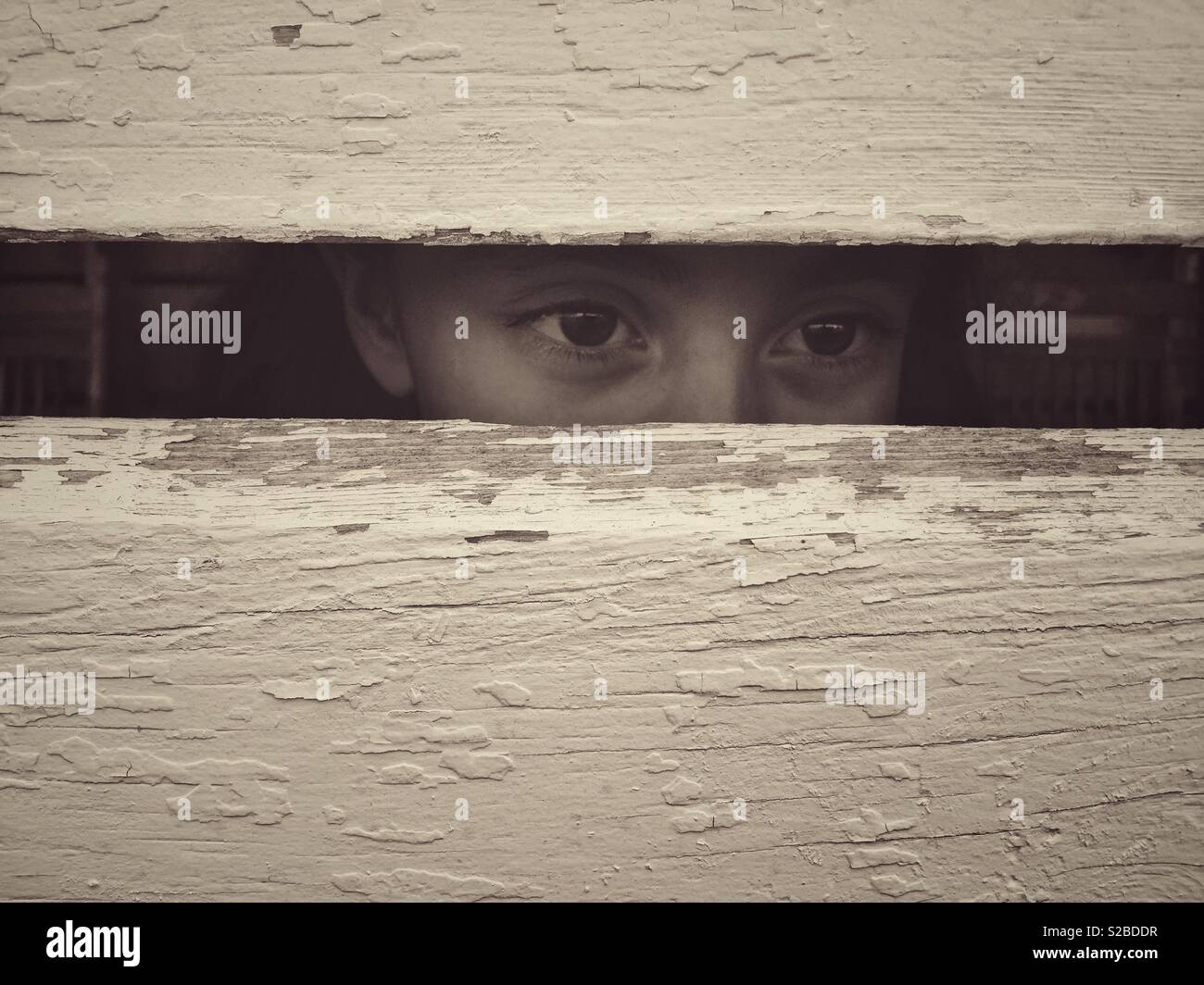 Girl looking through fence hi-res stock photography and images - Alamy