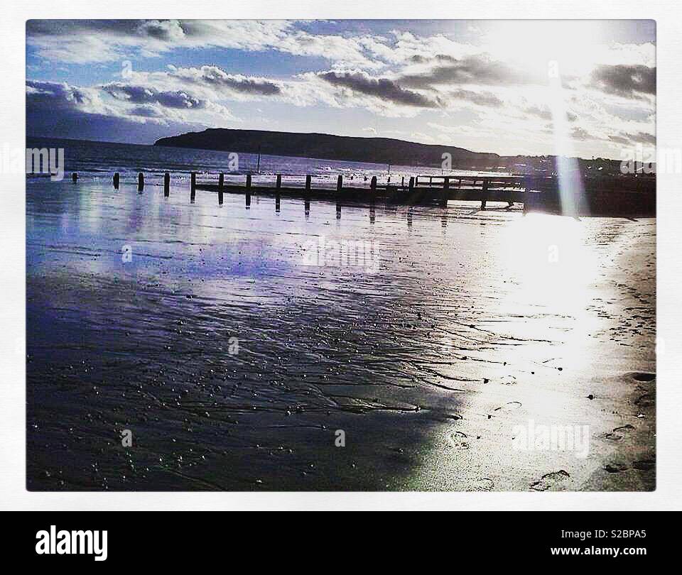 Beach sunset, Isle of Wight Stock Photo - Alamy