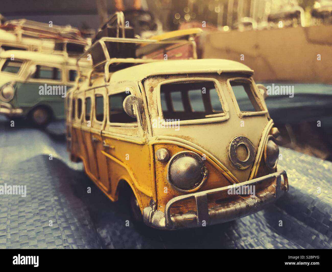 Realistic mini bus toy on sale at local antiques market Stock Photo - Alamy