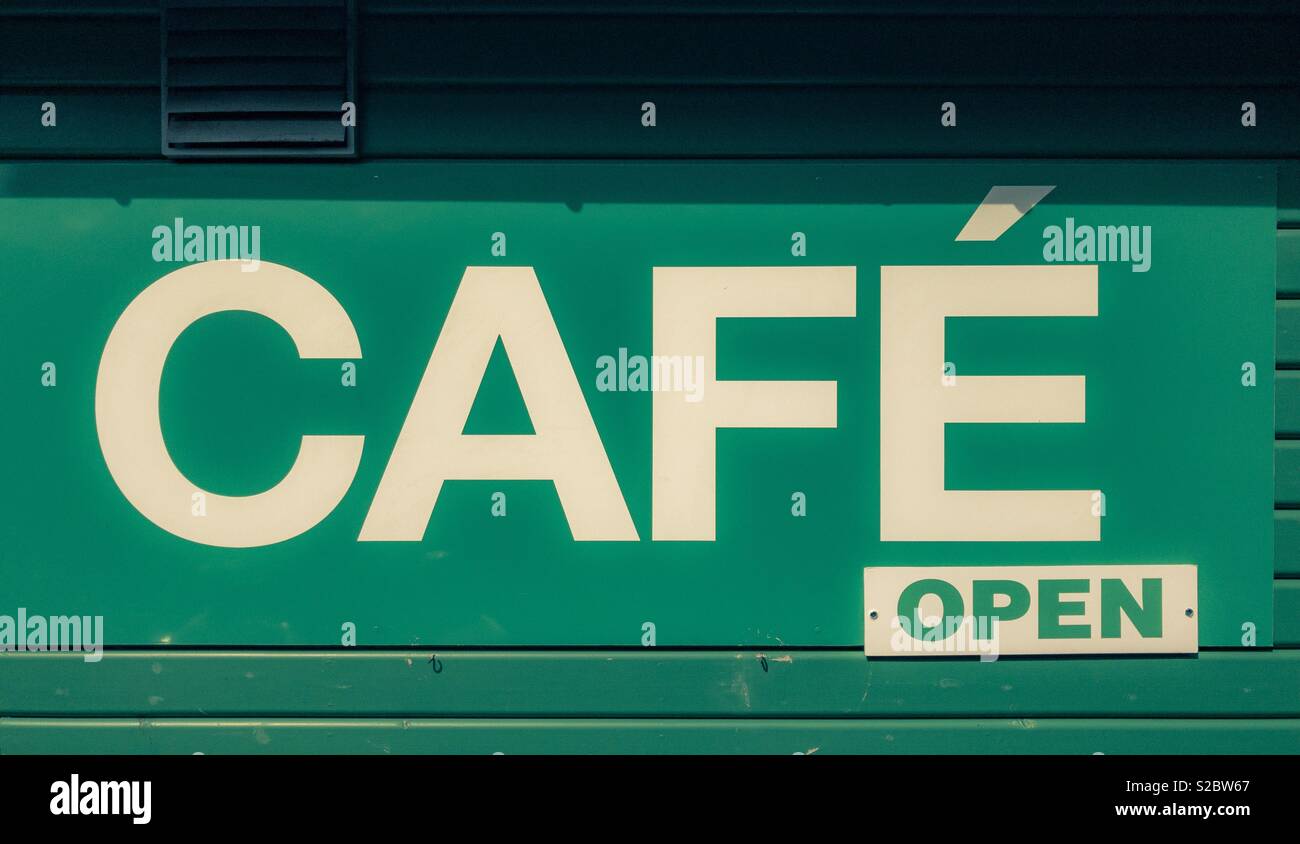 Cafe open sign Stock Photo - Alamy