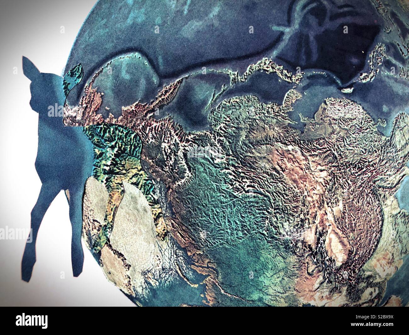 Collage of deer emerging from earth Stock Photo - Alamy