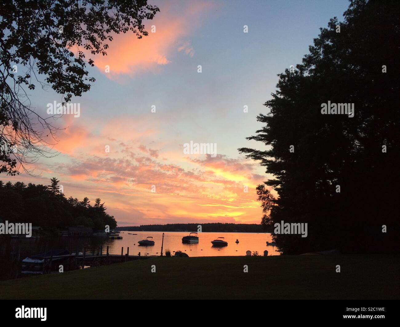 This is a sunset picture in New Hampshire at one of the inlets of lake ...