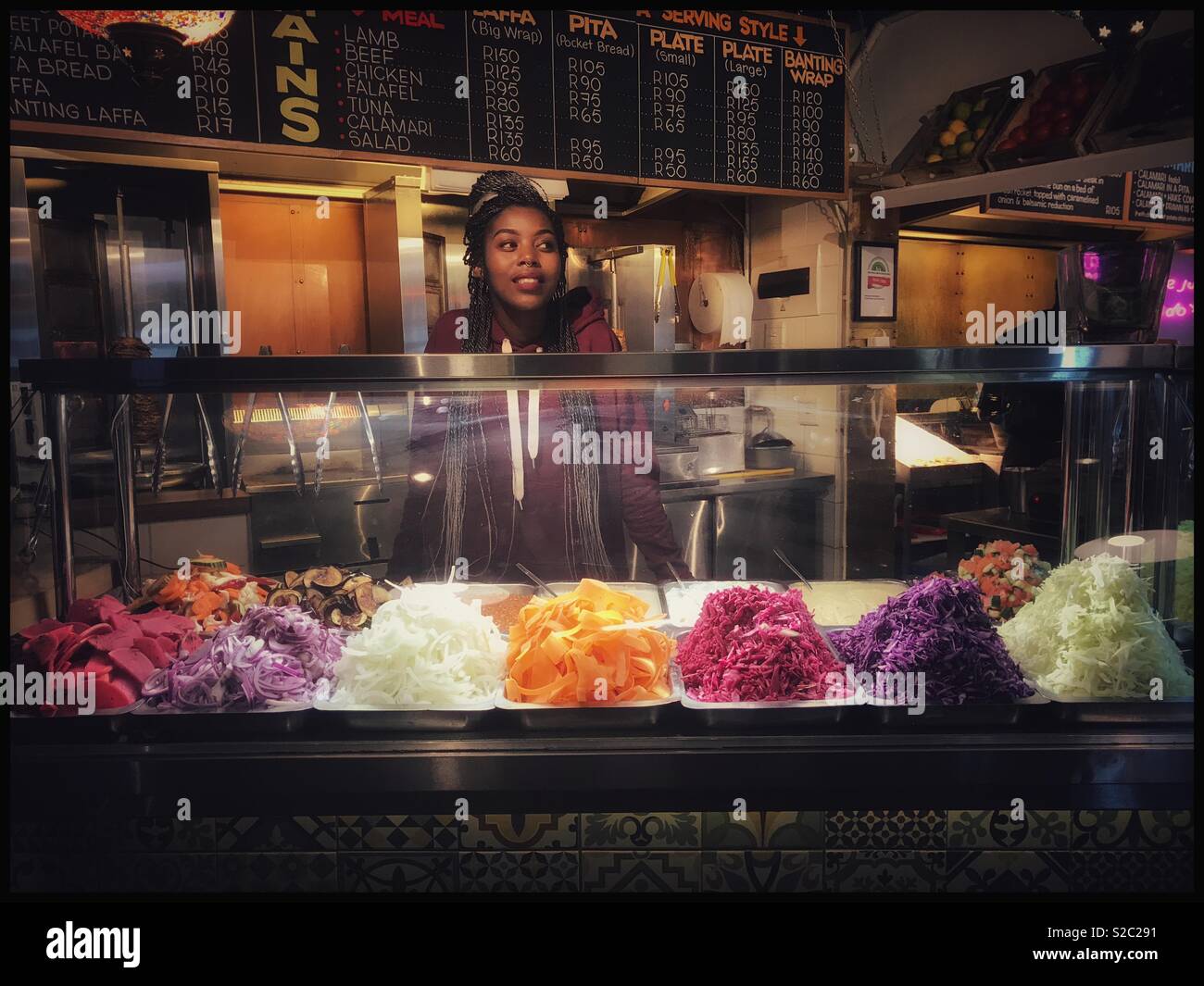 Food stall at the Mojo Market, Seapoint, Cape Town, South Africa Stock ...