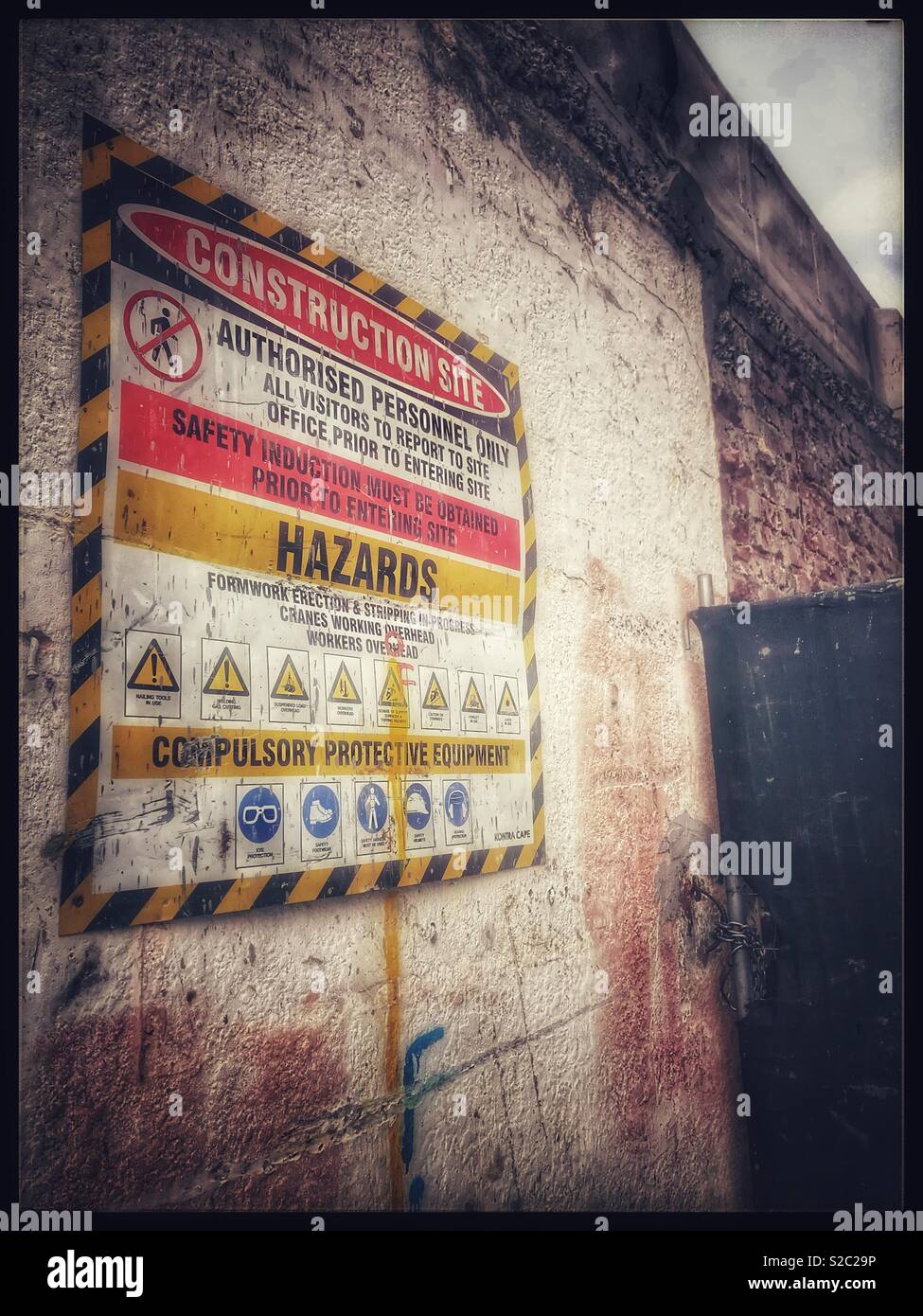 Construction sign, Seapoint, Cape Town Stock Photo - Alamy