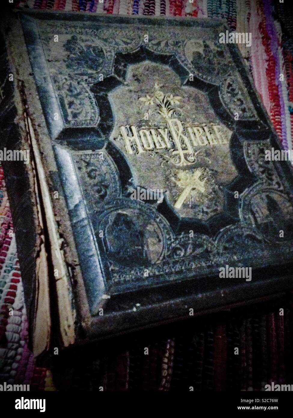 Old family Bible with ornate cover Stock Photo - Alamy