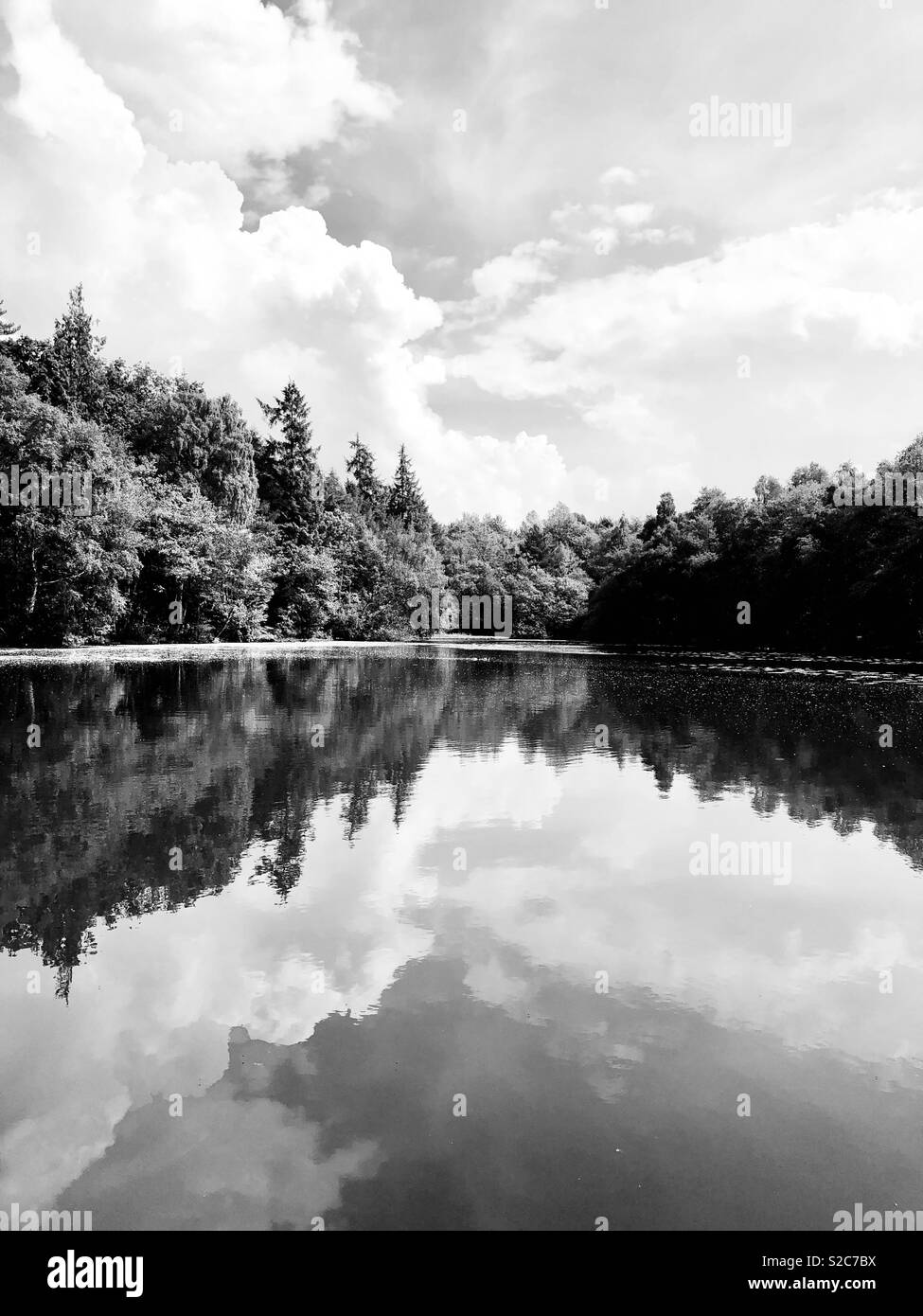 Lake with water reflection of Black and White Stock Photos & Images - Alamy