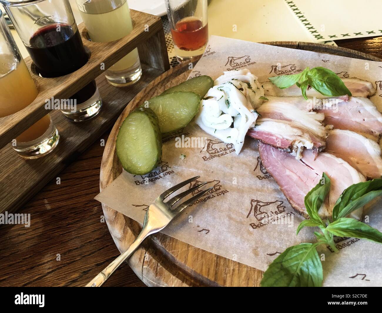 A plate of sliced salo, typical Ukrainian popular local food Stock ...