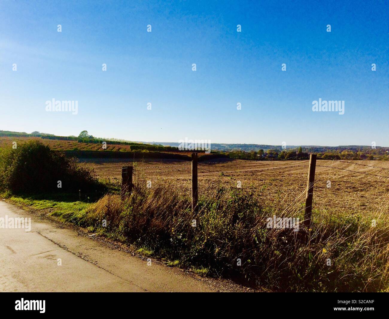 View across Kent countryside, fields, farmland. Near Canterbury Stock ...
