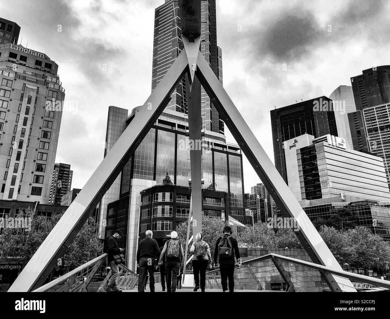 The walk on the Evan Walker Bridge in Southbank, Melbourne, Victoria ...
