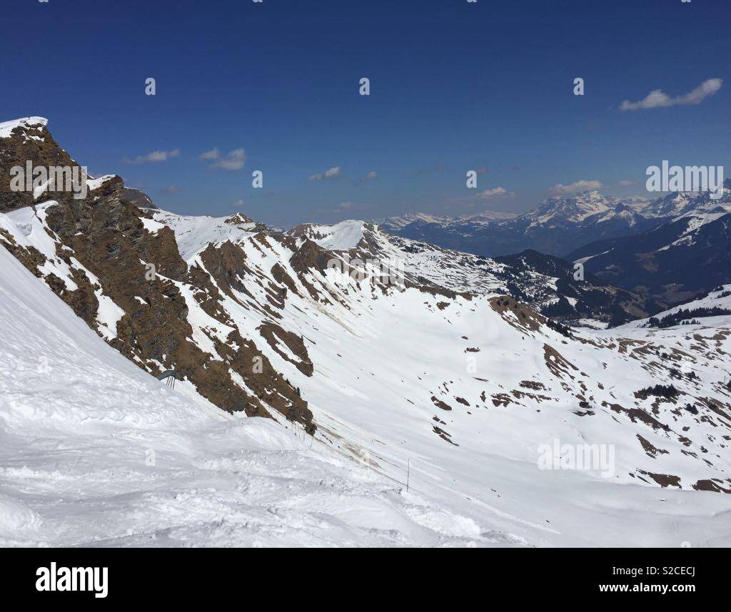 Snow on the mountain French alps Stock Photo - Alamy