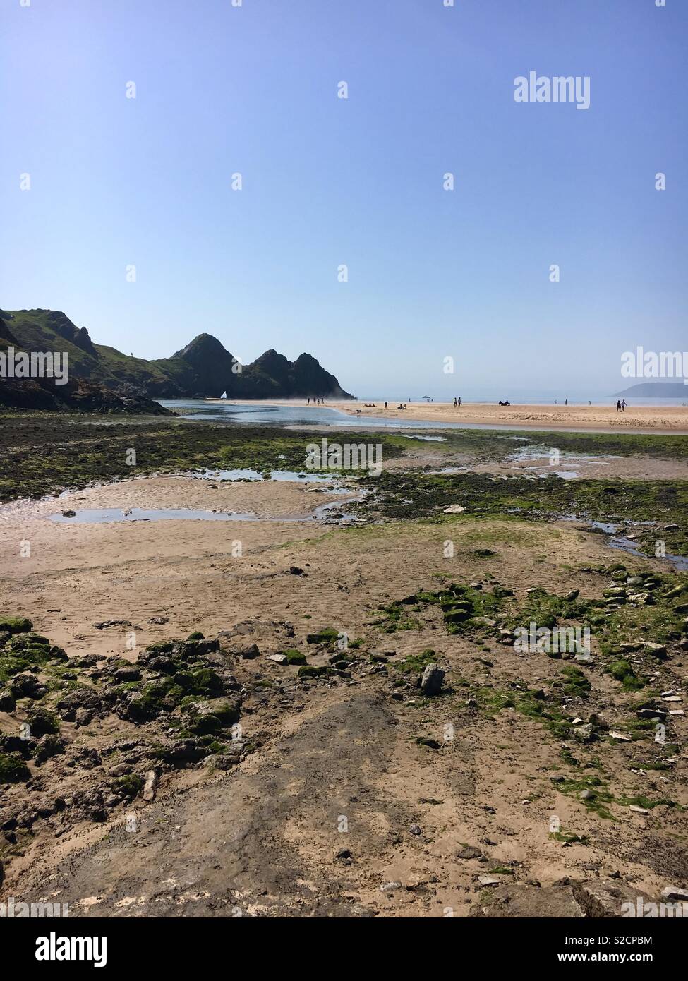 Beach at Three Cliffs Bay in Wales Stock Photo - Alamy