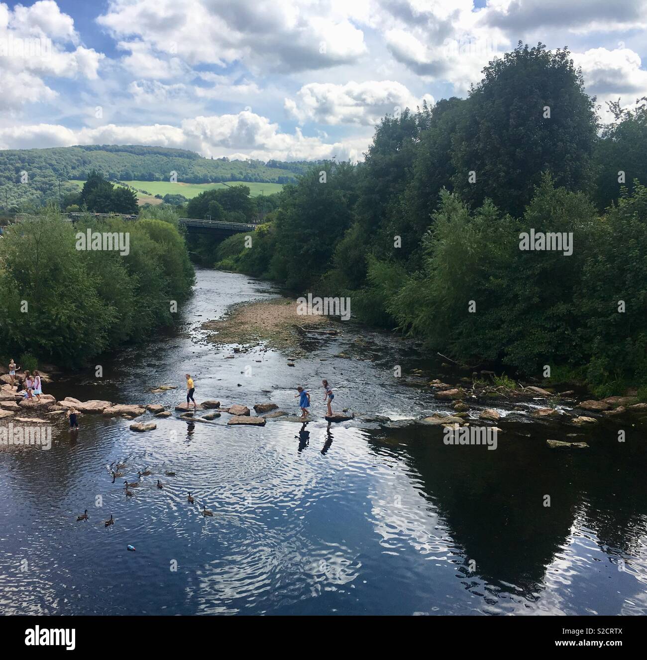 River boulder crossing in countryside Stock Photo - Alamy