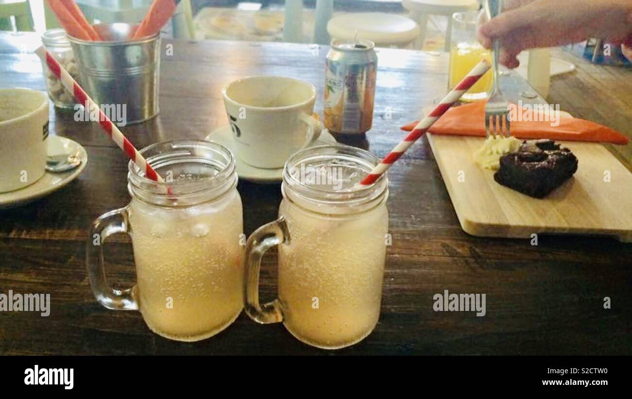 Lunch with homemade lemonade Stock Photo - Alamy