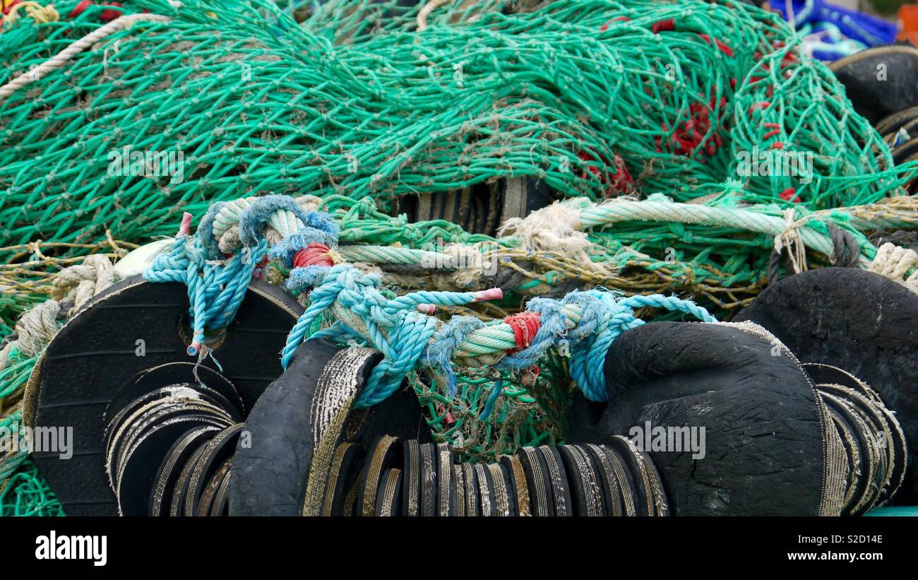 Fishing nets and equipment Stock Photo - Alamy