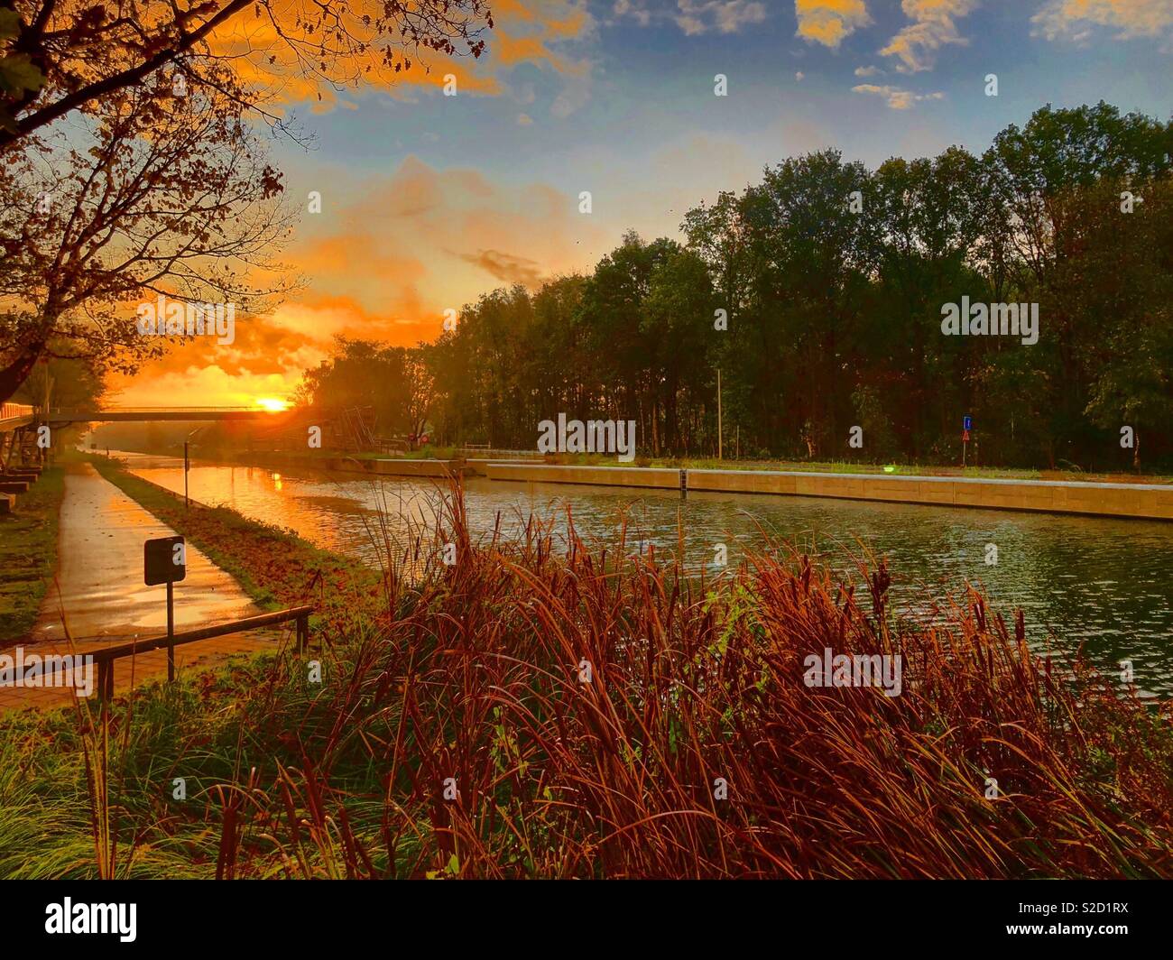Rural reflected sunrise Stock Photo - Alamy