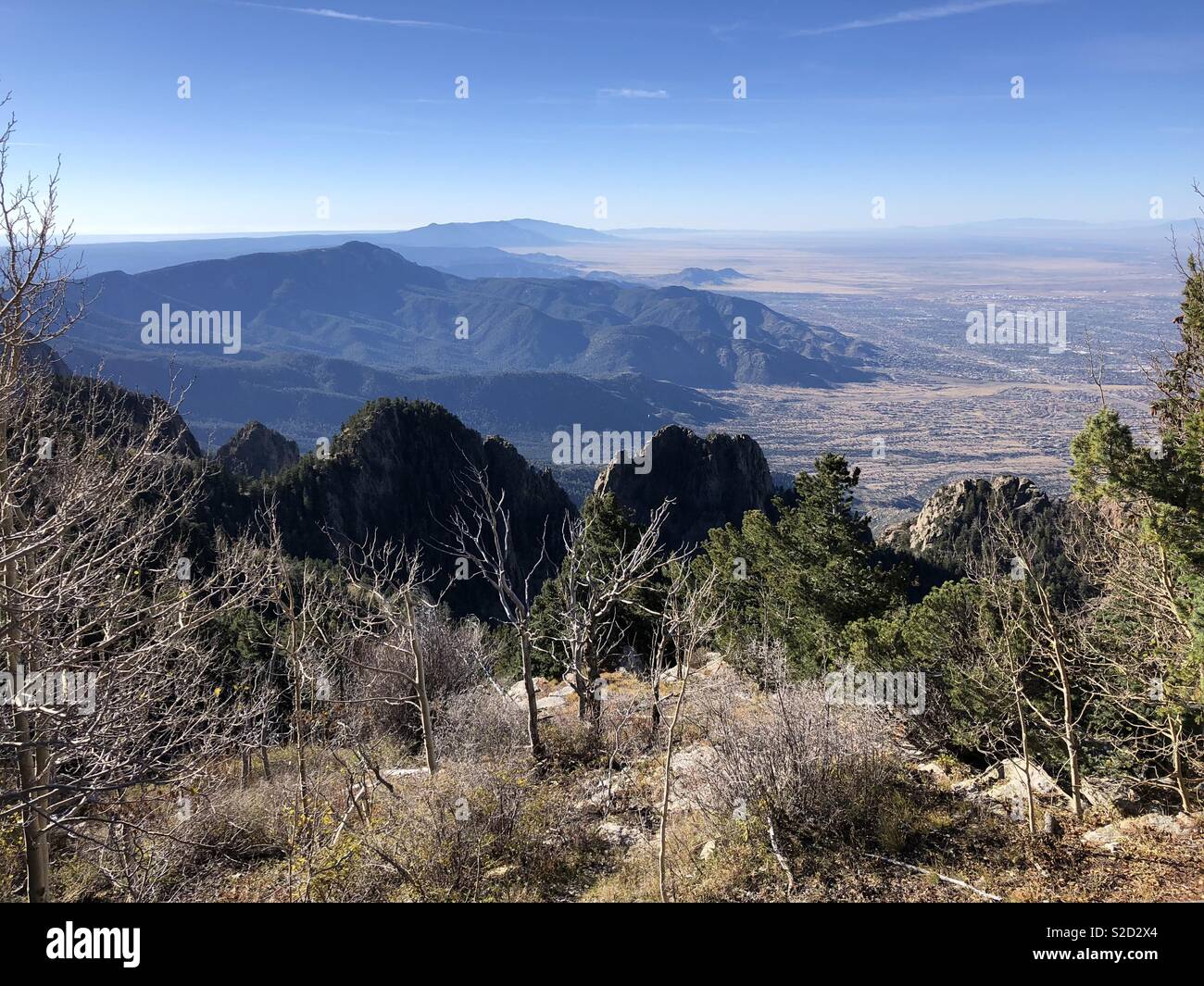 View south from Sandia Crest, above Albuquerque, New Mexico. Early ...