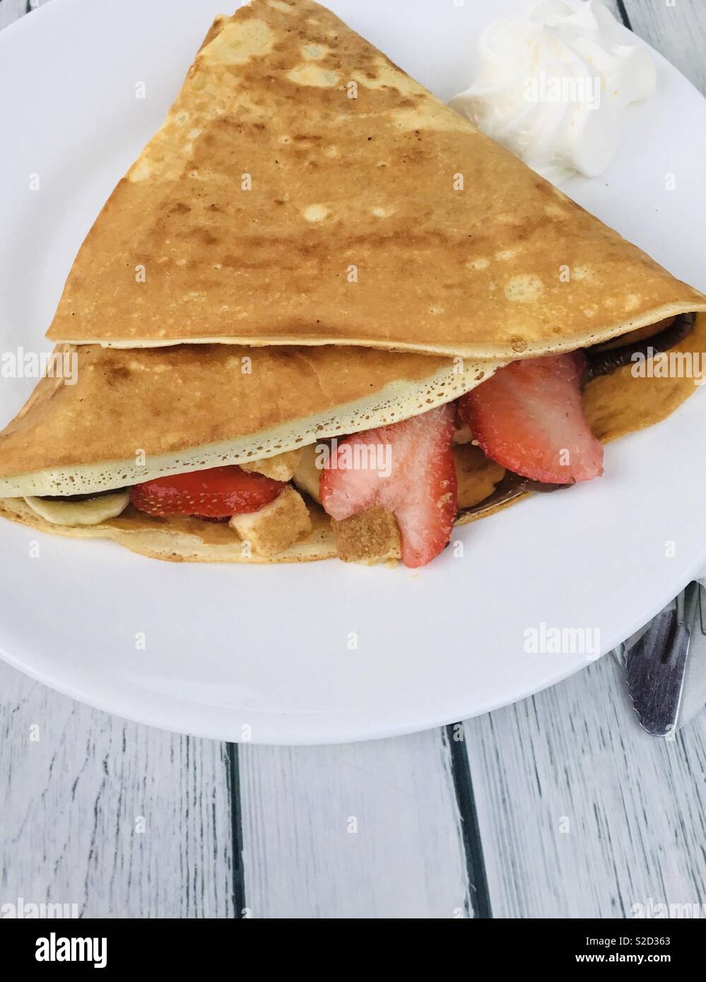 Strawberry cheesecake crepe Stock Photo - Alamy