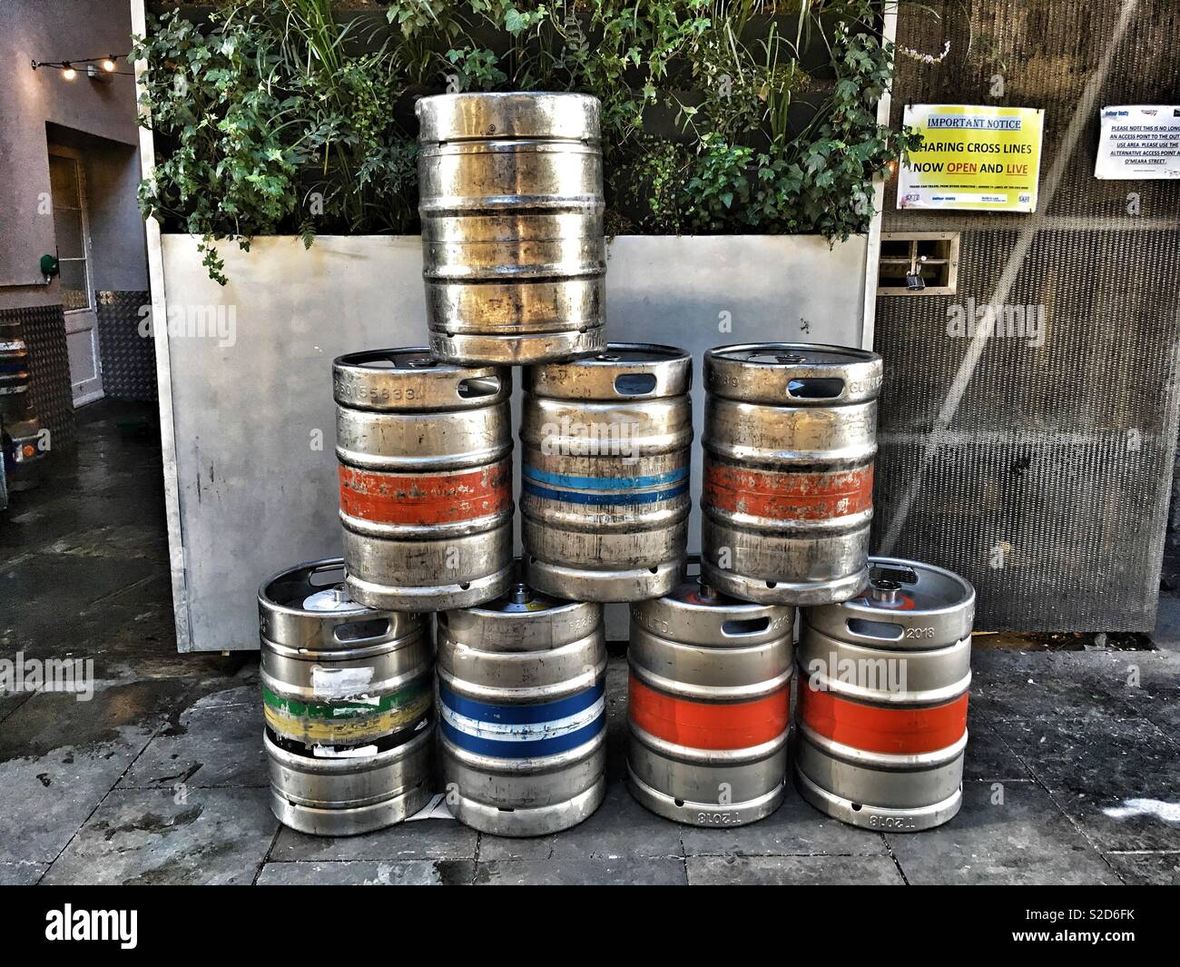 Beer kegs outside a pub Stock Photo - Alamy