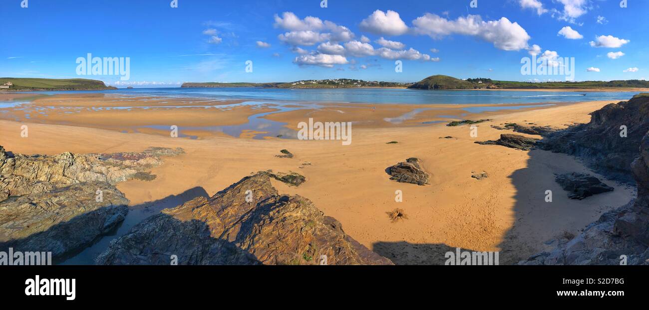 The Camel Estuary, North Cornwall, receding tide, late October Stock ...