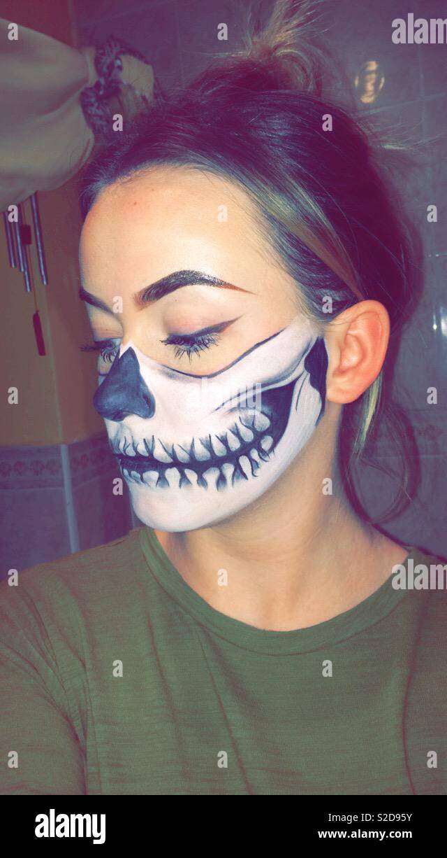 Scary face makeup for Halloween Stock Photo - Alamy