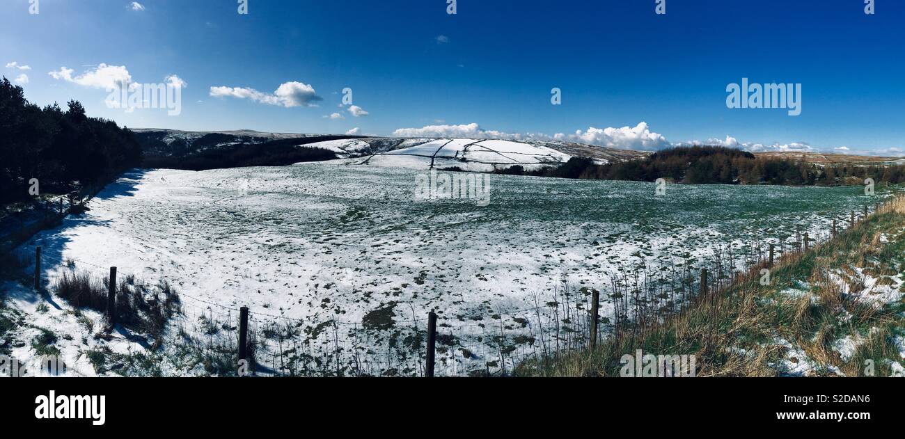 Haslingden and Rawtenstall Belthorn in the snow Stock Photo - Alamy