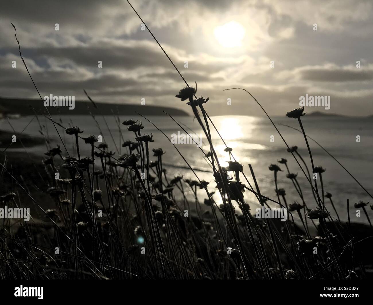 Sea view across Aberdaron bay Stock Photo - Alamy