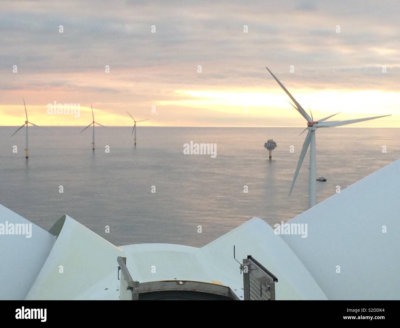 Sunset and view from wind turbine Stock Photo - Alamy