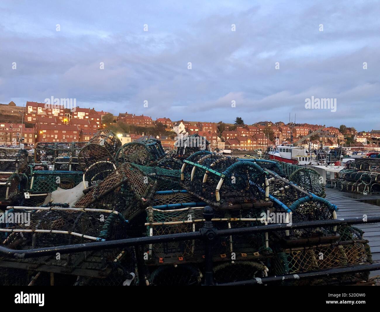 Fishing nets and crab boxes in Whitby Stock Photo - Alamy