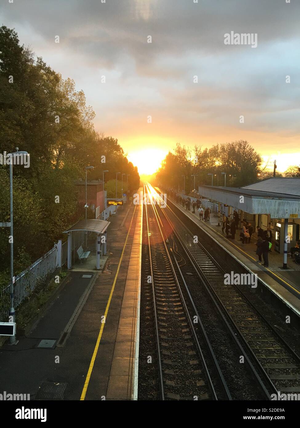 Railway station at sunrise hi-res stock photography and images - Alamy